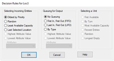location decision rules dialog box