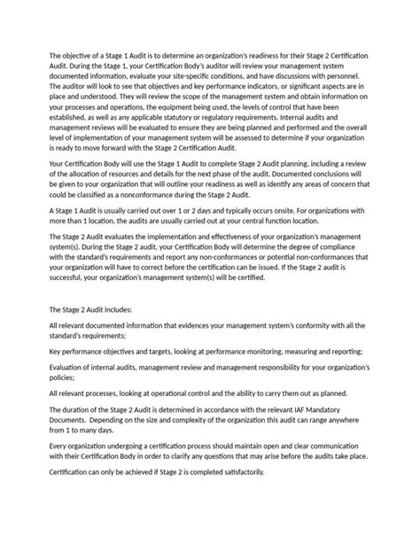 Stage 1 Audit Pdf Audit Internal Audit