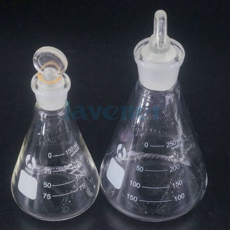 Sizes Ml To Ml Lab Glass Erlenmeyer Conical Flask With Ground In Stopper EBay