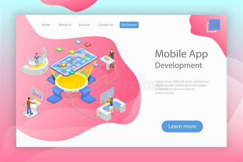Mobile App Development Flat Isometric Vector Stock Vector