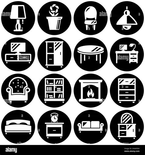Set Of Simple Icons On A Theme Furniture House Interior Vector
