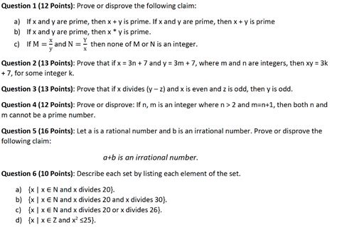 solved question 1 12 points prove or disprove the