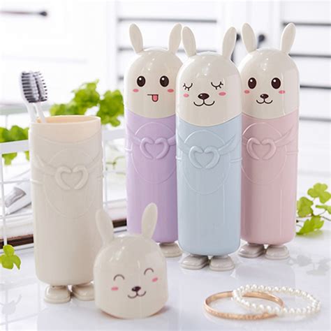 만화 어린이 칫솔 상자 아기 패션 토끼 치아 상자 여행 칫솔 흰색