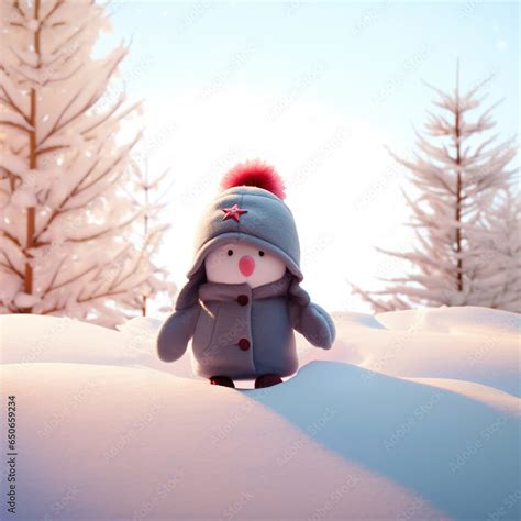 Russian Soft Toy Vatnik Funny Soviet Character In Gray Coat Gray Hat