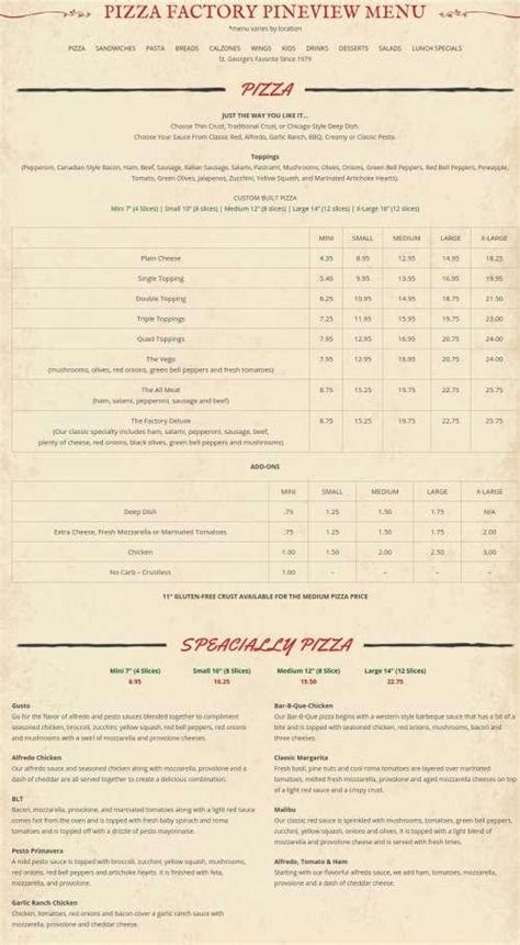 Pasta Factory St George Menu At Myesha Litherland Blog