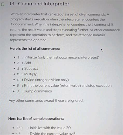 13command interpreter write an interpreter that can execute a set of