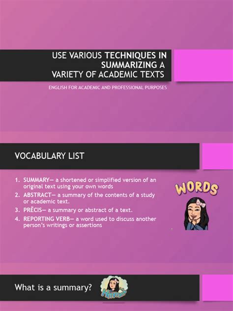 eapp l3 use various techniques in summarizing pdf instructional