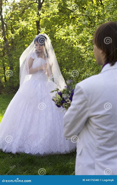 Groom Watching What His Beautiful Bride Stock Photo Image Of Adult Love