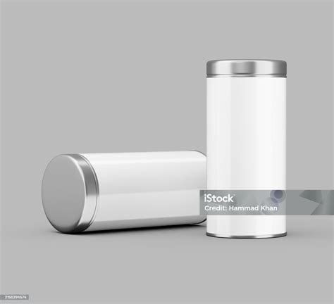 3d 두 개의 흰색 원통형 커피 항아리 깡통 회색 배경에 은색 뚜껑 3d 일러스트 실물 모형에 대한 스톡 사진 및 기타 이미지