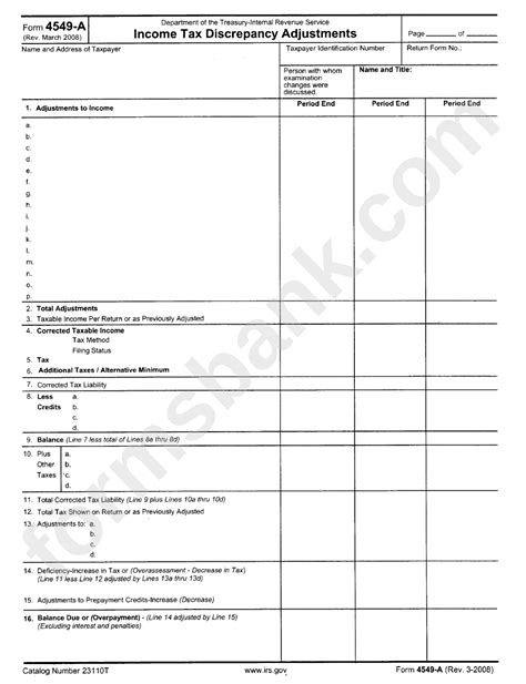 Form 4549 A Income Tax Discrepancy Adjustments Printable Pdf Download