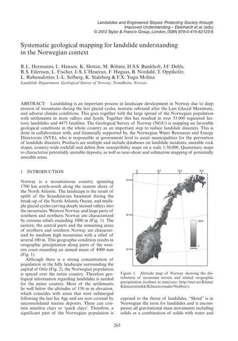 PDF Systematic Geological Mapping For Landslide Understanding In The Norwegian Context