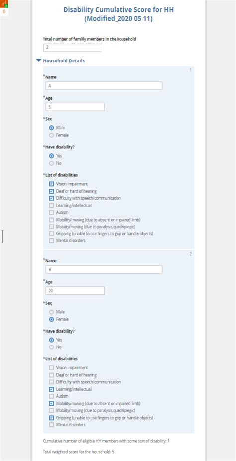 Summing And Calculating Weighted Scores From Repeat Groups Household Roster Form Building