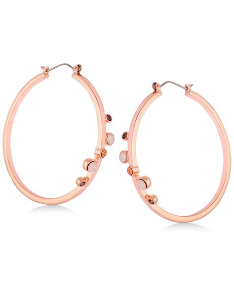 Guess Rose Gold Tone Large Crystal Hoop Earrings 2 Macys