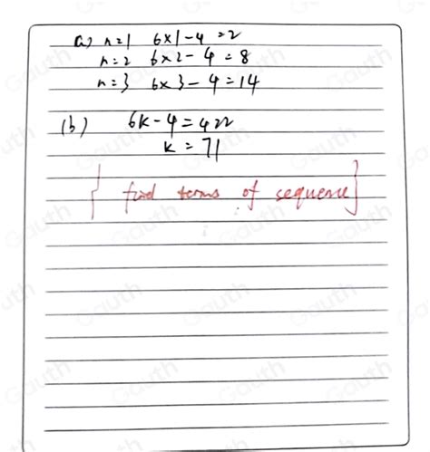 Solved 12 The Nth Term Of A Sequence Is 6n 4 A Write Down The First 3 Terms In This Sequence