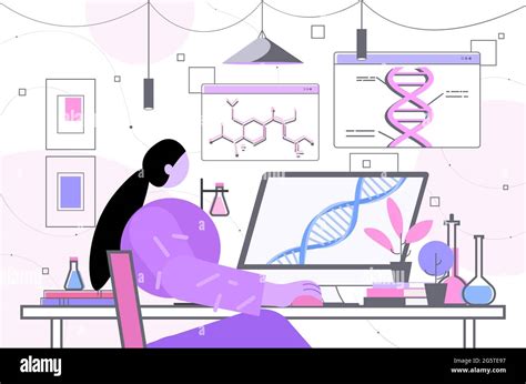 Scientist Analyzing DNA Structure On Laptop Researcher Making Experiment In Lab DNA Testing