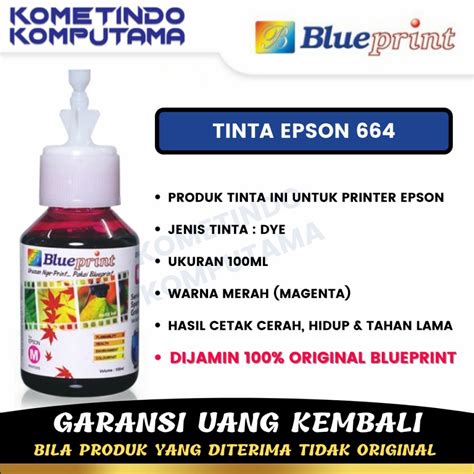 Jual MAGENTA Epson 664 BLUEPRINT 100ml CP Tinta Botol MERAH 100 ORIGINAL L121 L1300 L100