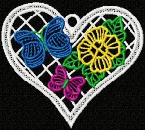 CSS141 FSL Flower And Butterfly Hearts C Some Stitches
