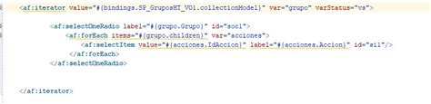 Oracle How Can I Do A Dynamic Selectoneradio In Adf With Collectionmodel Binding Stack Overflow