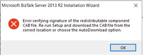 Error Installing Biztalk Server 2013 R2 With The Cab File Error
