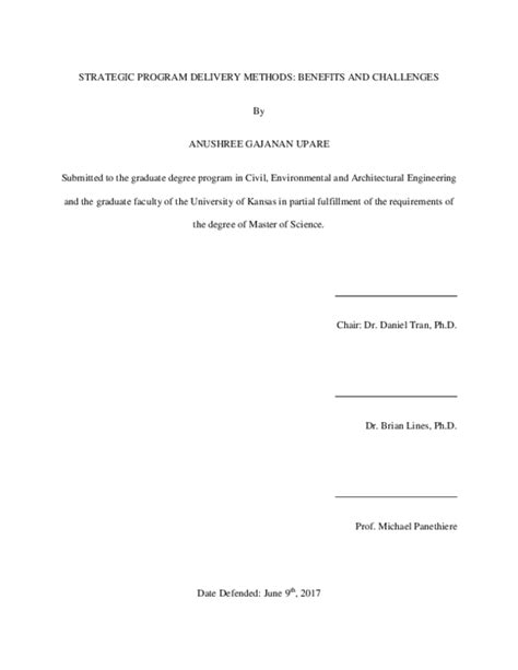 Pdf Strategic Program Delivery Methods Benefits And Challenges
