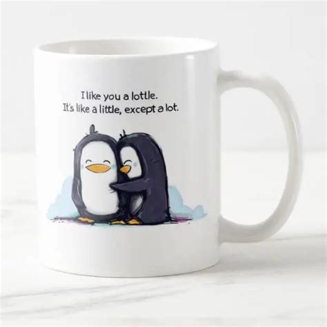 Cute I Like You A Lottle Penguins Coffee Mug Tea Cup Funny Kawaii Penguin Love Quote Mugs Cups