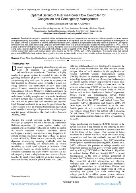 Pdf Optimal Setting Of Interline Power Flow Controller For Congestion