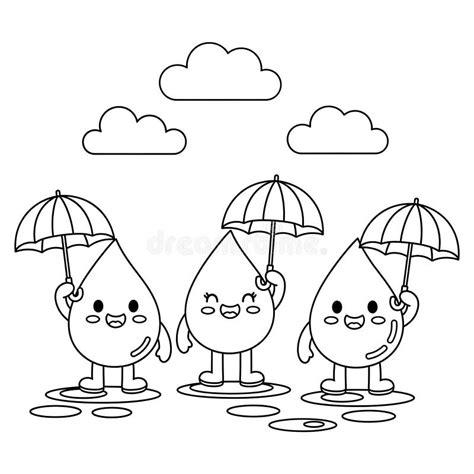 Raindrop Coloring Page Stock Illustrations 108 Raindrop Coloring Page