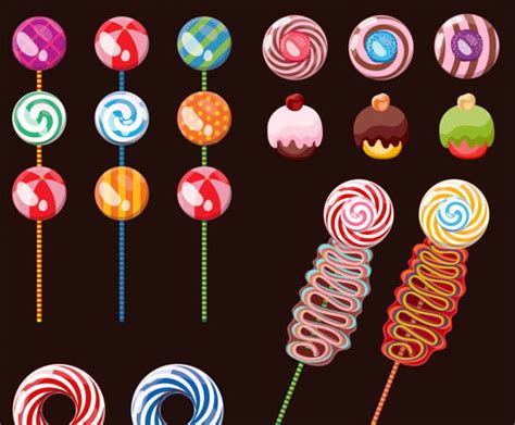 제과 디자인 요소 다채로운 사탕 모양 스케치 Ai Eps Uidownload