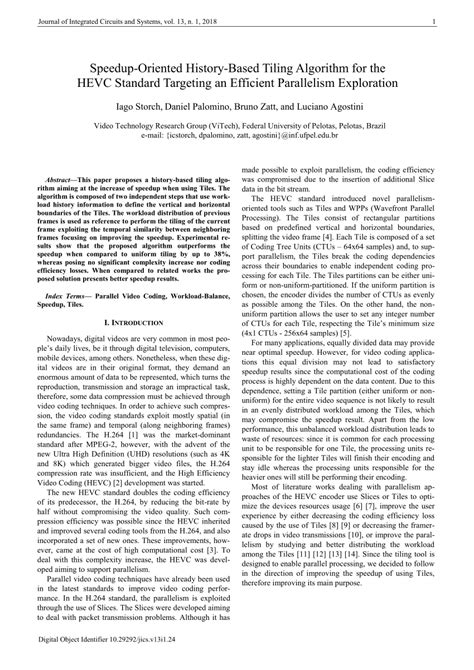 Pdf Speedup Oriented History Based Tiling Algorithm For The Hevc Standard Targeting An