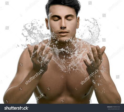 Naked Man Washing His Face Water Stock Photo Shutterstock
