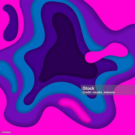 추상 보라색과 파란색 3d 용지 컷 배경 0명에 대한 스톡 벡터 아트 및 기타 이미지 0명 3차원 형태 가리기 Istock