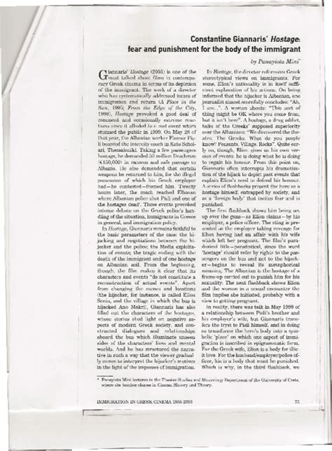 Pdf 2006 Constantine Giannaris Hostage Fear And Punishment For The Body Of The Immigrant