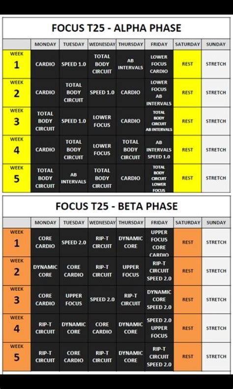 Pin By Melissa Ponce On Fitness T25 Workout Schedule T25 Workout