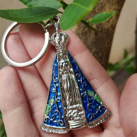 Chaveiro De Nossa Senhora Aparecida Prata E Azul Shopee Brasil