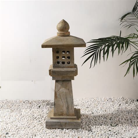 石灯笼日式庭院灯仿古太阳能石灯户外酒店景观花园草坪灯石雕摆件 虎窝淘