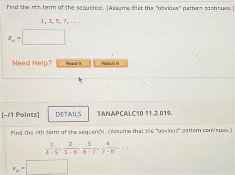Solved Find The Nth Term Of The Sequence Assume That The Chegg Com