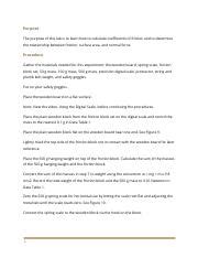 Friction Lab Report Pdf Purpose The Purpose Of This Lab Is To Learn How To Calculate