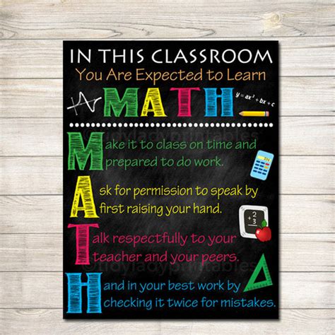 Math Teacher Classroom Poster Tidylady Printables