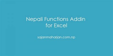 Nepali Functions Addin For Excel Sajan Maharjan