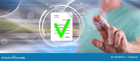 Man Touching A Document Validation Concept Stock Image Image Of Check Survey 195242531