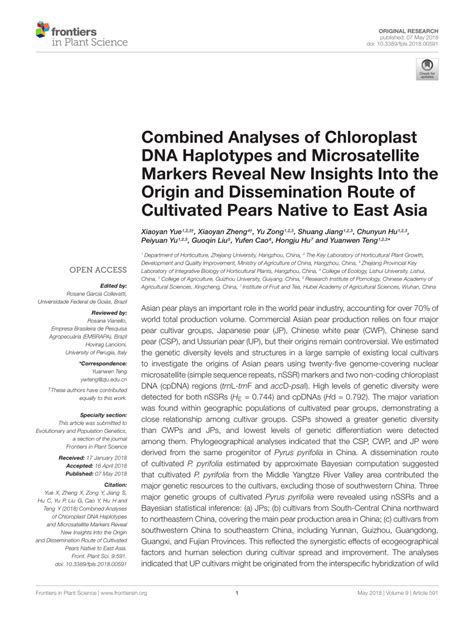 Pdf Combined Analyses Of Chloroplast Dna Haplotypes And Microsatellite Markers Reveal New
