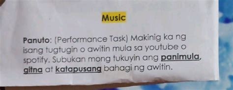 Music Panuto Performance Task Makinig Ka Ng StudyX Music Panuto Performance Task Makinig Ka Ng StudyX