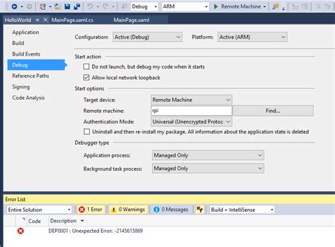 Pi Unable To Deploy To Raspberry Pi From Visual Studio With Error DEP Unexpected Error