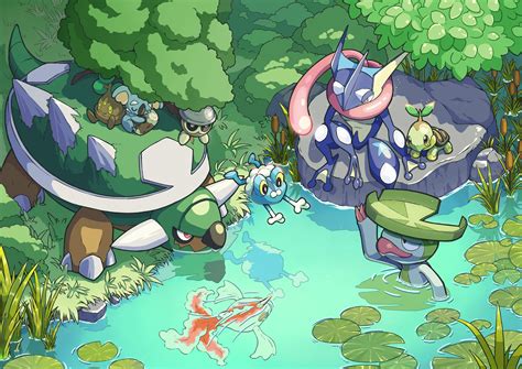 Greninja Turtwig Froakie Goldeen Torterra And 4 More Pokemon Drawn By Q Chan Danbooru