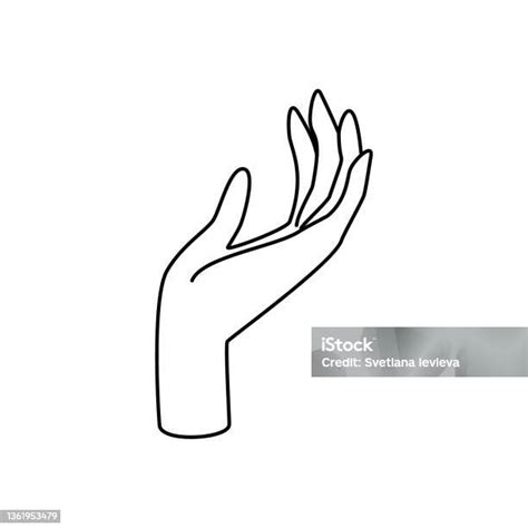손 제스처 선형 벡터 그림 축복 자비 작별 기도와 감사의 상징으로 얇은 여성 손바닥 5가지 개체에 대한 스톡 벡터 아트 및 기타