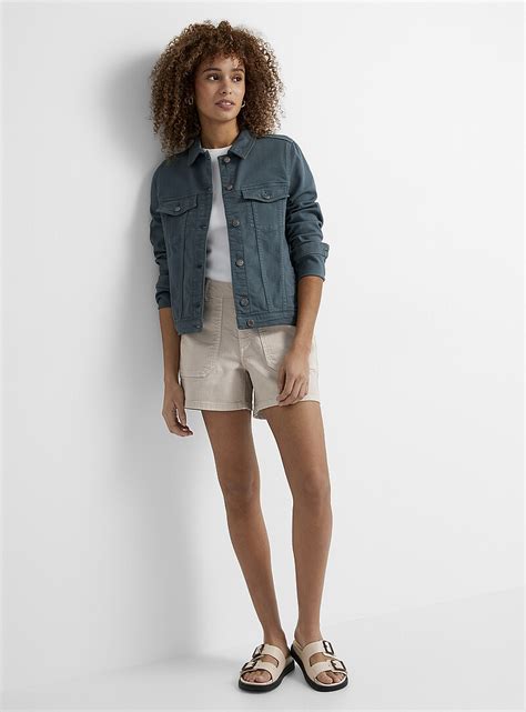 Patch Pockets Coloured Denim Short Contemporaine Shop Womens Short Shorts Online In Canada
