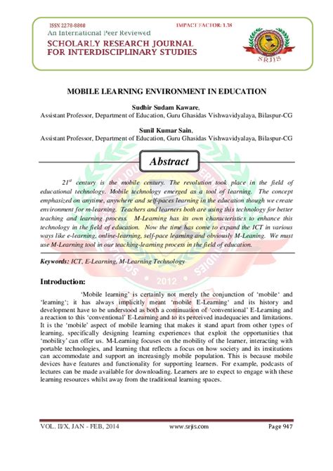 Pdf Mobile Learning Environment In Education