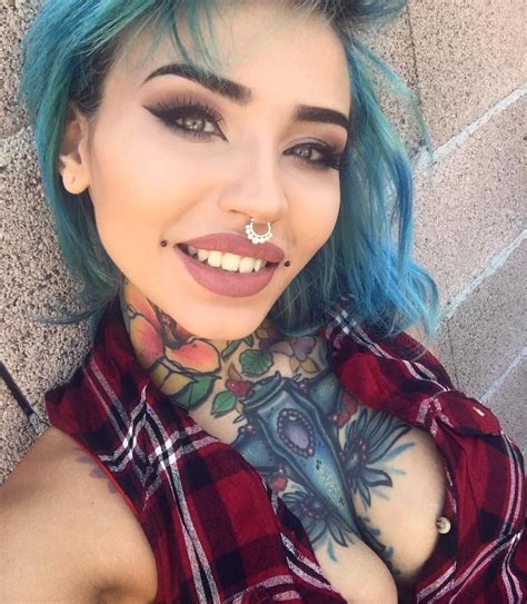 Girl Tattoos Septum Ring Nose Ring Ink Model Nice Tops Pin Up