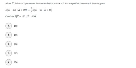 Solved A Loss X Follows A 2 Parameter Pareto Distribution