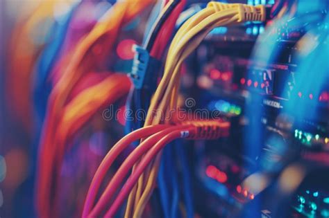 Colorful Network Cables In Server Room Technology Concept Stock Image Image Of Engineering